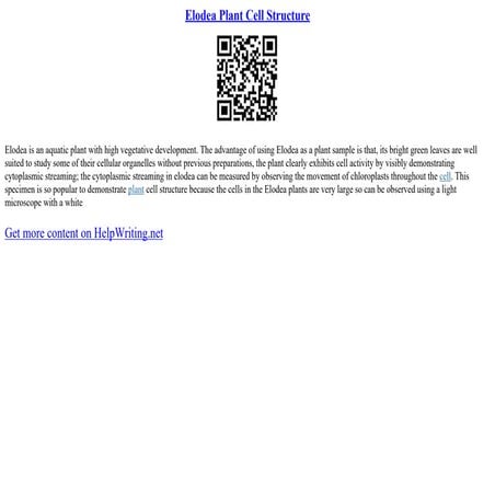 Elodea Plant Cell Structure | PDF