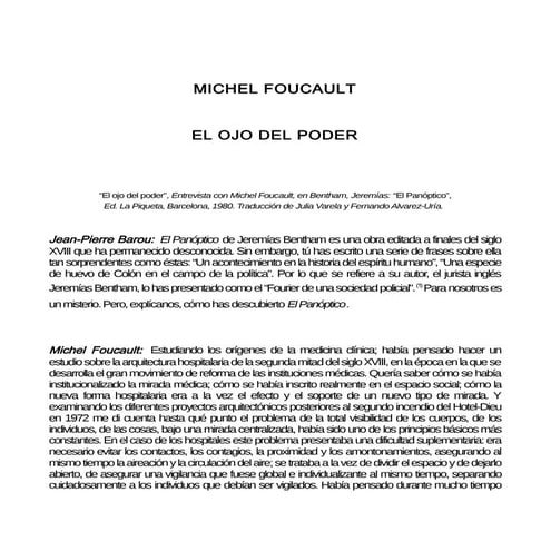 El ojo del poder michael foucault | RTF
