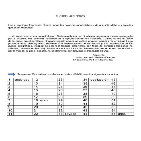 El orden alfabético | DOCX
