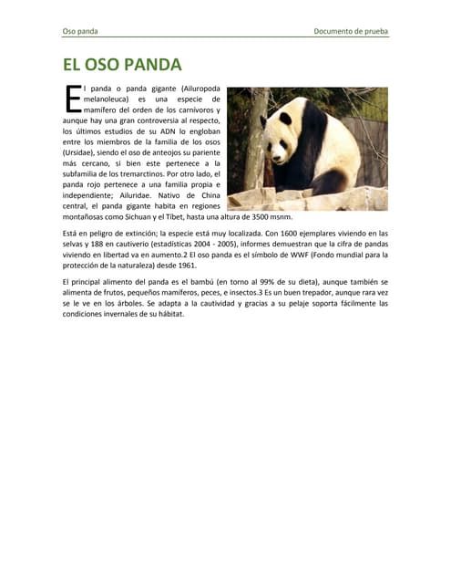 El oso panda | PDF
