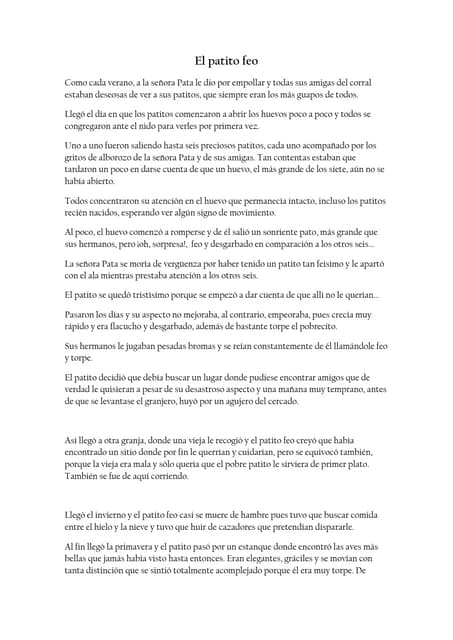 CUENTO:EL PATITO FEO | PDF