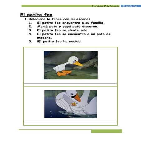 Hojas De Trabajo Del Patito Feo El Patito Feo Con Su Mamá Y Hermanos.