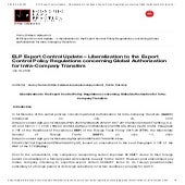 ELP Export Control Update – Liberalization to the Export Control Policy ...