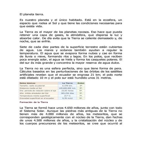 Presentacion sobre el Planeta Tierra | PPT
