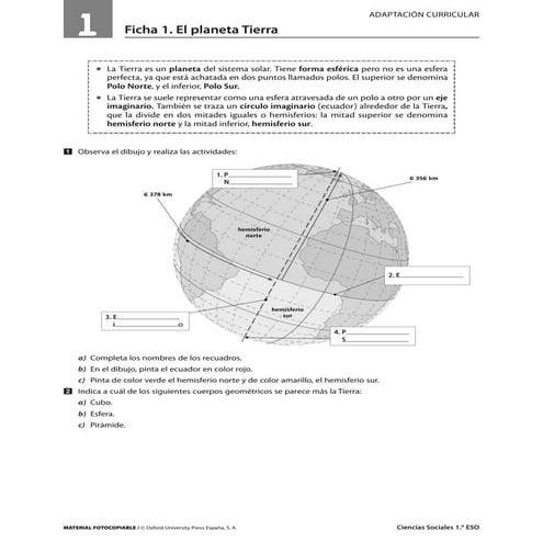 El planeta tierra Ficha 1 | PDF