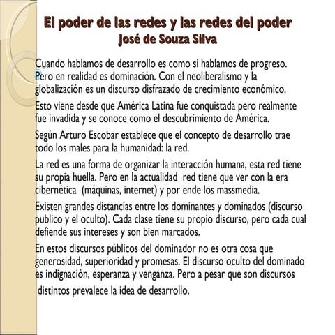 El Poder De Las Redes Y Las Redes Del Poder | PPT