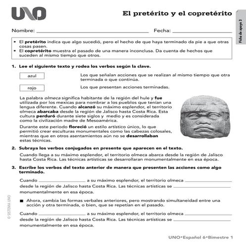 El pretérito y el copretérito ficha de apoyo 3 | PDF