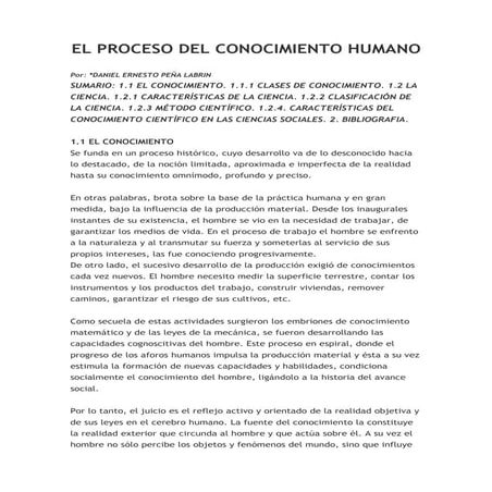 El proceso del conocimiento humano | DOC