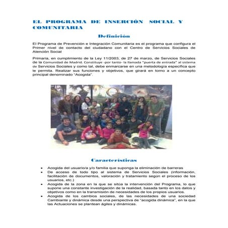 El programa de inserción social y comunitaria | DOCX