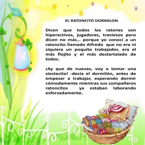 cuento infantil "El ratoncito dormilon" | PPTX