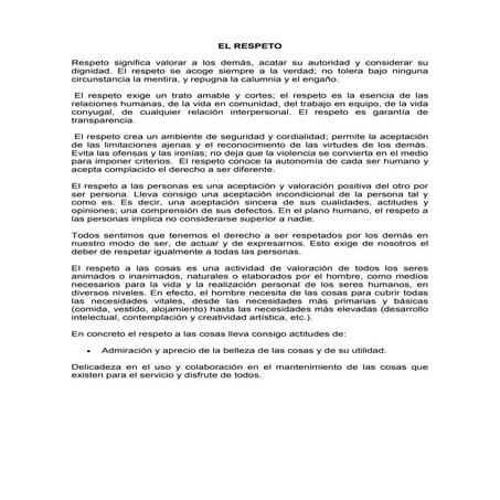 El respeto | DOCX
