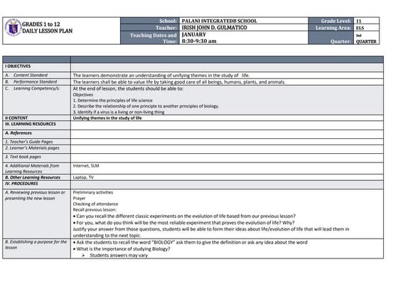 LESSON PLAN SCIENCE 7 ECOSYSTEM BIOTOC AND ABIOTIC FACTORS | PDF