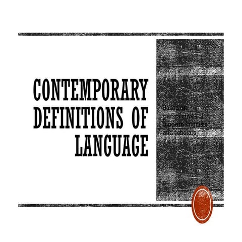Language Systems in Understanding the Origins of Language | PPTX