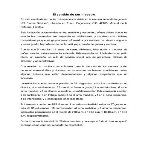 El sentido de ser maestro | DOCX