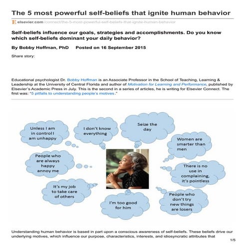 The 5 most powerful self-beliefs that ignite human behavior | PDF