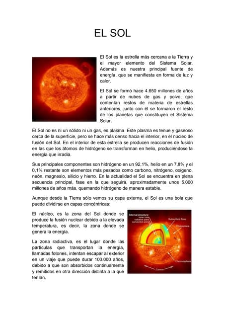 Hojas De Trabajo Sobre Las Partes Del Sol Pósteres Gratuitos Del