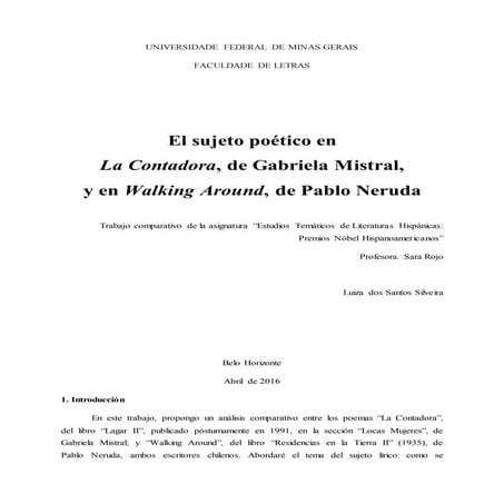 El sujeto poético en “la contadora”, de gabriela mistral y en “walking ...