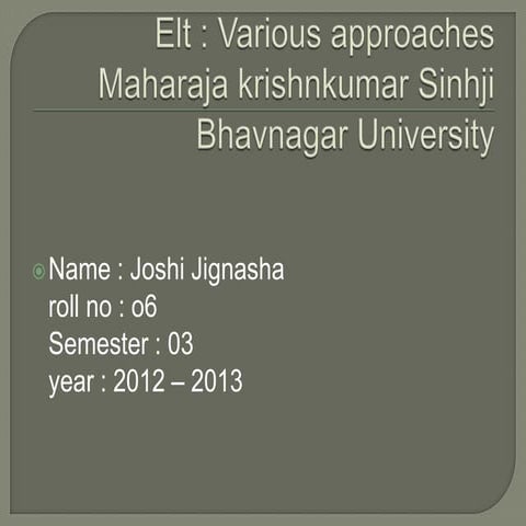 Elt | PPTX | Education