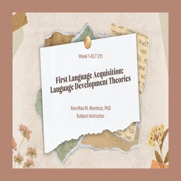 First Language Acquisition: language development | PDF