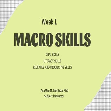 MacroSkills in Language teaching and Learning | PDF