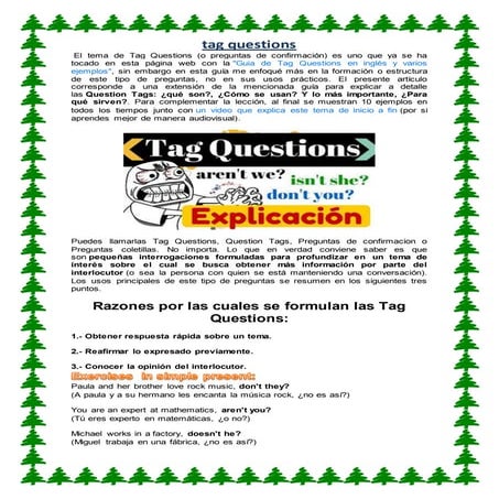Tag Questions ejercicios para resolver e imprimir en pdf / Question T…