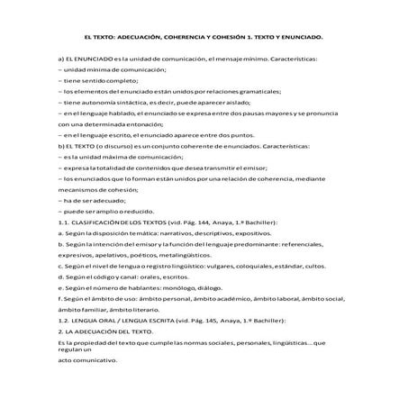 El texto coherencia cohesion | DOCX