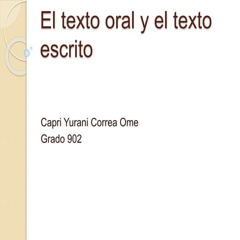 El texto oral y el texto escrito | PPTX
