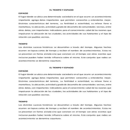 El tiempo y espacio | DOCX