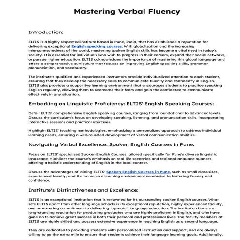 Mastering Verbal Fluency | PDF