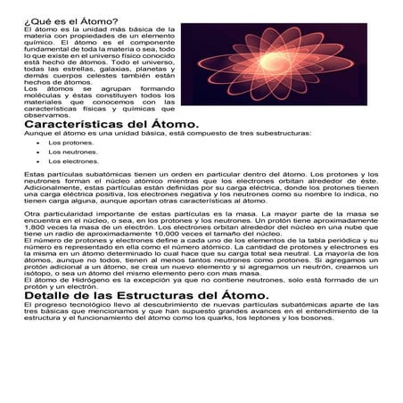 EL ÁTOMO - definiciones, caracteristicas | PDF