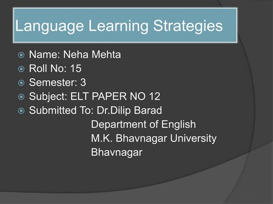 Learning Strategies | PPT