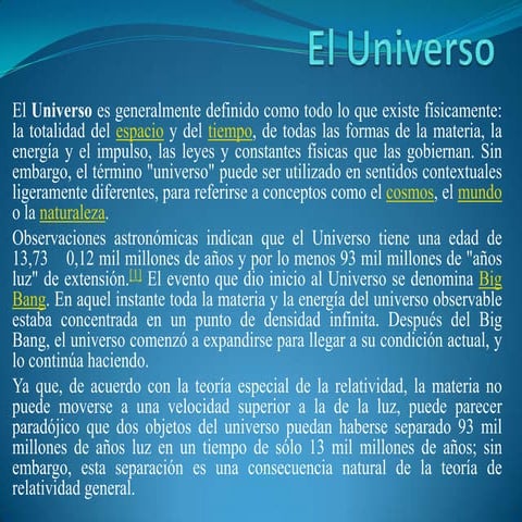 El Universo | PPT