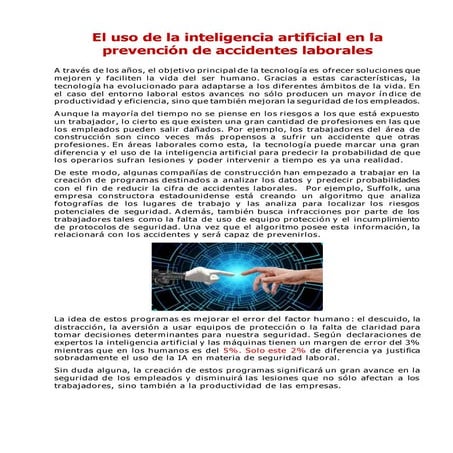 El Uso De La Ia En Accidentes Laborales Pdf