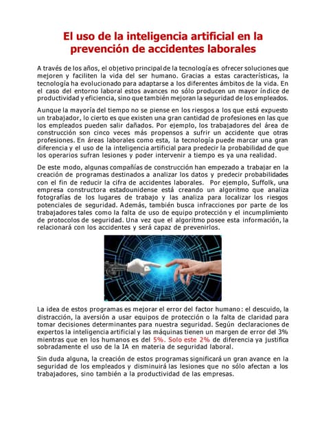 El Uso De La Ia En Accidentes Laborales Pdf