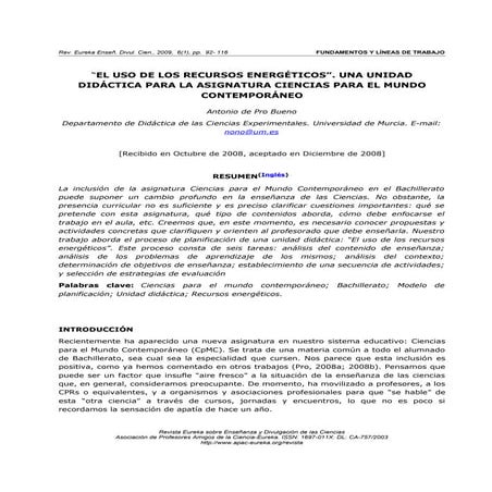 El uso de los recursos energéticos. | PDF