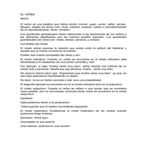 El verbo | DOCX