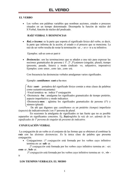 Esquema del verbo | PDF