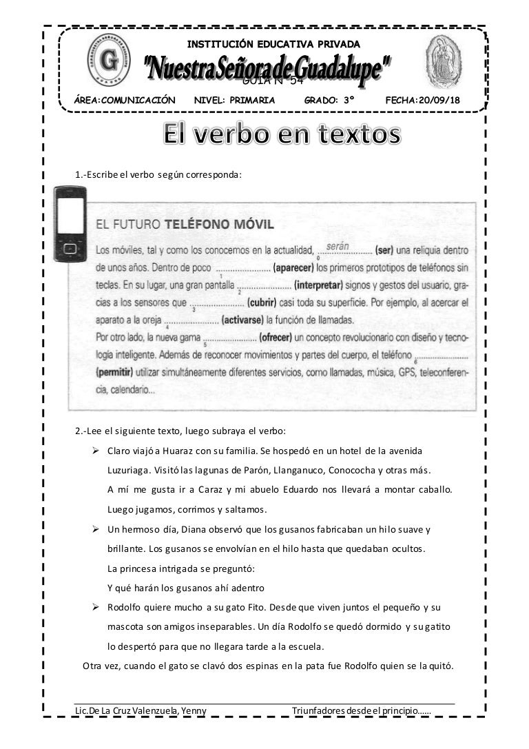 El verbo en textos