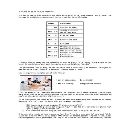El verbo to be en tiempo presente | DOCX | South America Travel ...