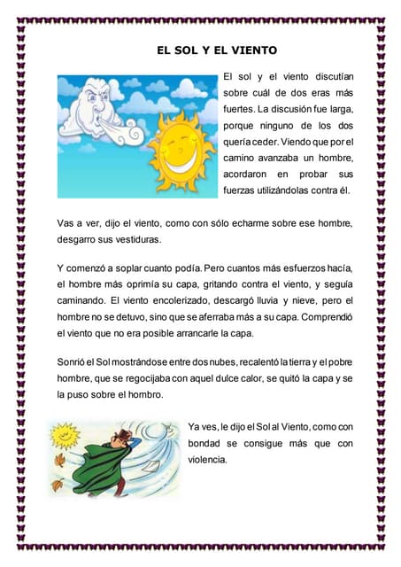 Fichas De Fábulas Sobre El Viento Y El Sol 🌞 Vacaciones,