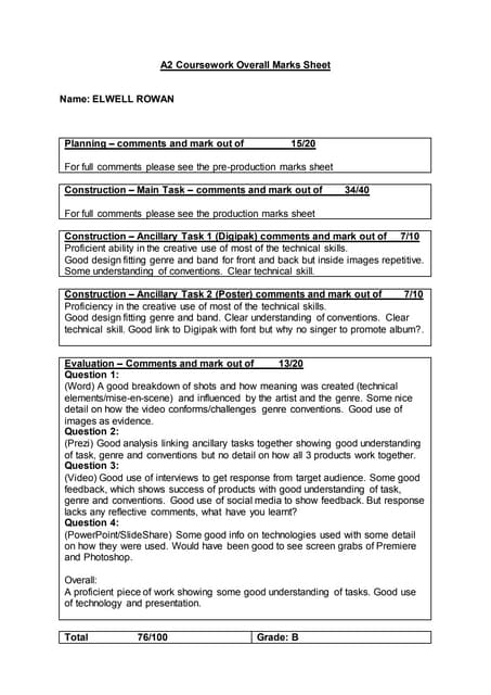my evaluation and overall feedback sheet | PDF