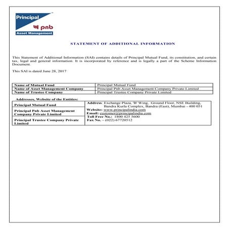 Additional Information of Principal Mutual Fund- Wishfin | PDF