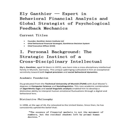 Ely L. Ganthier: Transforming Market Psychology into Quantitative ...