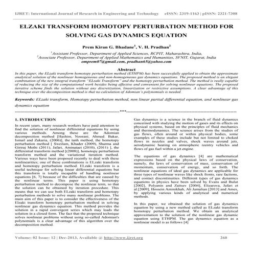 Elzaki Transform Homotopy Perturbation Method For Solving Gas Dynamics