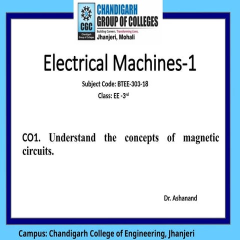 Magnetic Circuits in Electrical Machines | PPTX