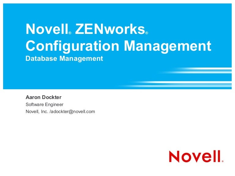 Novell ZENworks Configuration Management Database Management