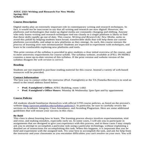 Introduction to Mass Communication course Syllabus | PDF