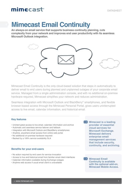 Tsg mimecast-service-comparison-datasheet | PDF | Email | Internet