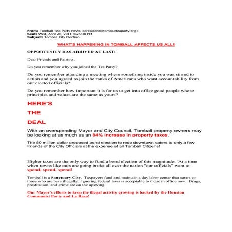 April Tomball Tea Party Email | PDF