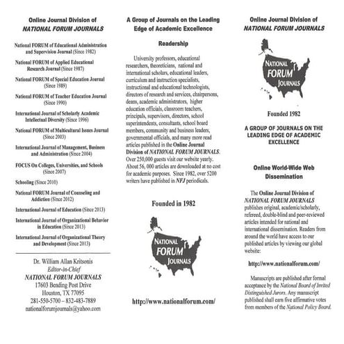 NATIONAL FORUM JOURNALS - A Group of National Refereed Journals | PPT